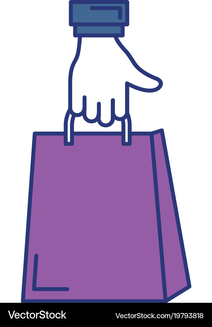 Hand with shopping bag isolated icon Royalty Free Vector