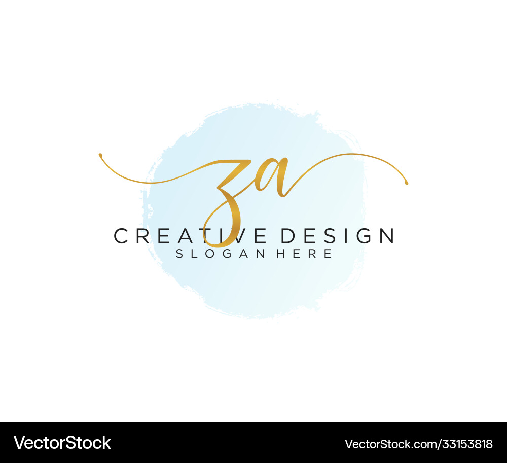 Initial za handwriting logo with watercolor Vector Image