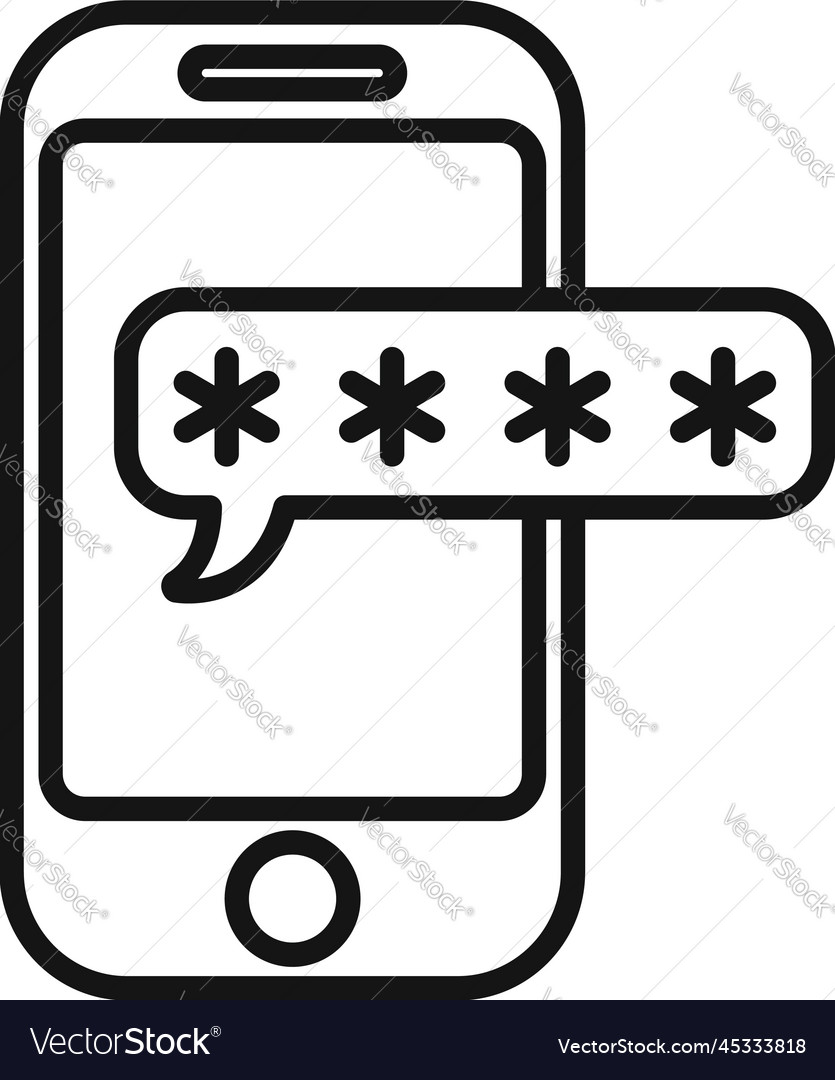 Lock Smartphone Icon Outline Password Key Vector Image