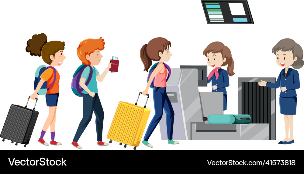 Passengers at check-in counter with service staffs