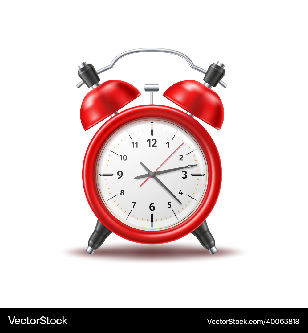 Realistic alarm clock 3d vintage sleep Royalty Free Vector