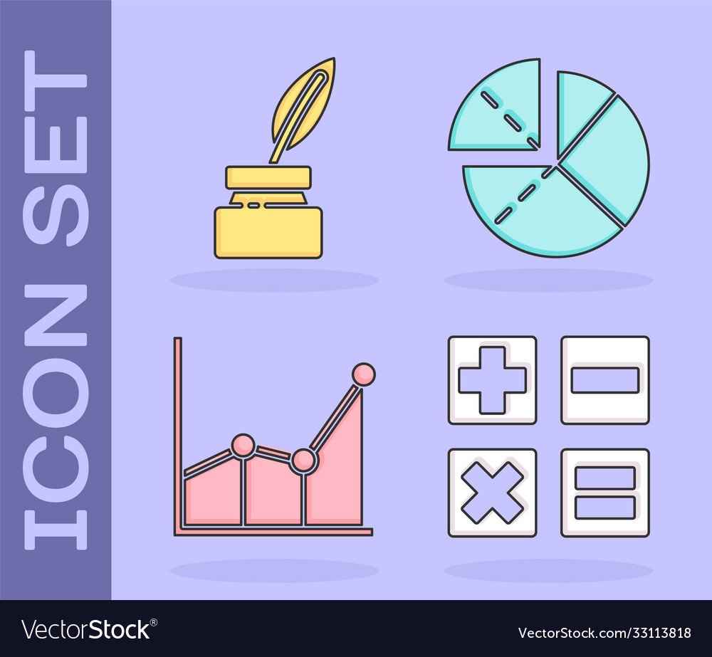 Set calculator feather and inkwell graph Vector Image Set calculator feather and inkwell graph Vector Image