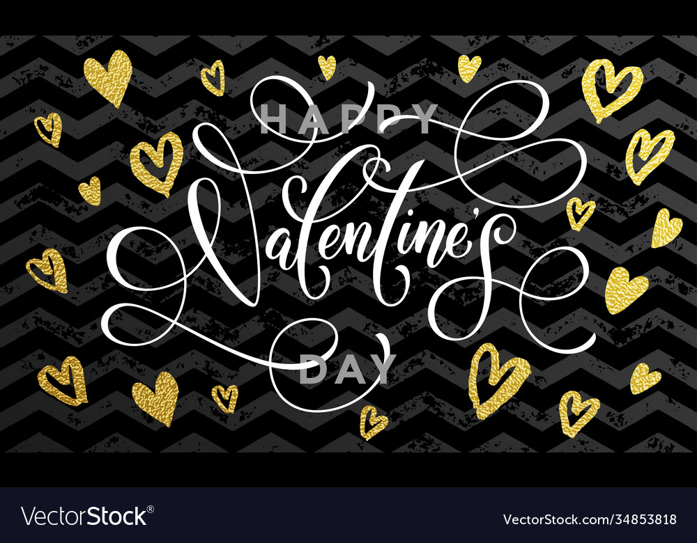Valentine day gold love heart glitter greeting Vector Image