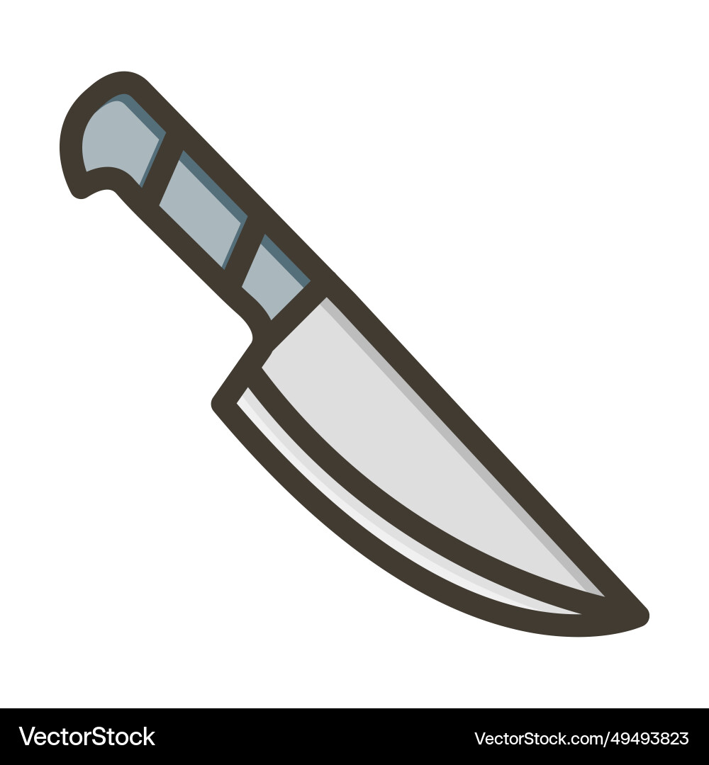 Chef knife thick line filled colors icon Vector Image