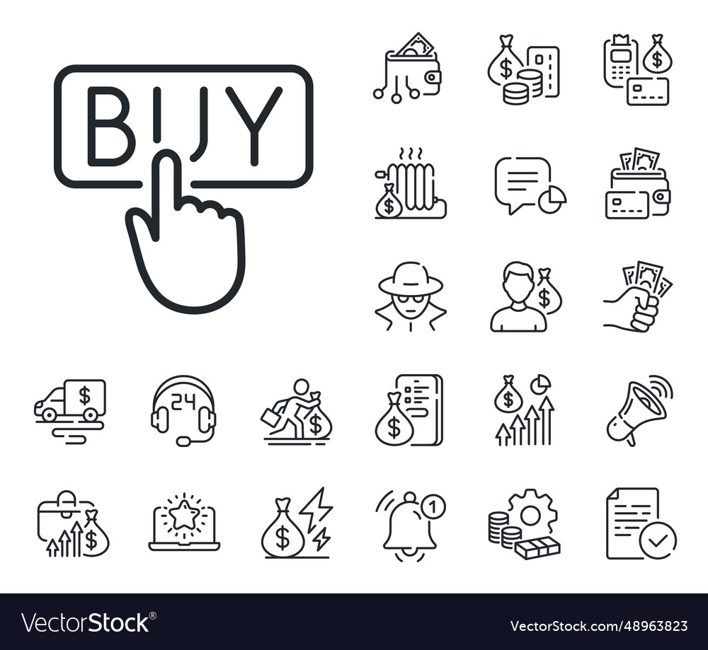 Click to buy line icon online shopping sign cash Vector Image