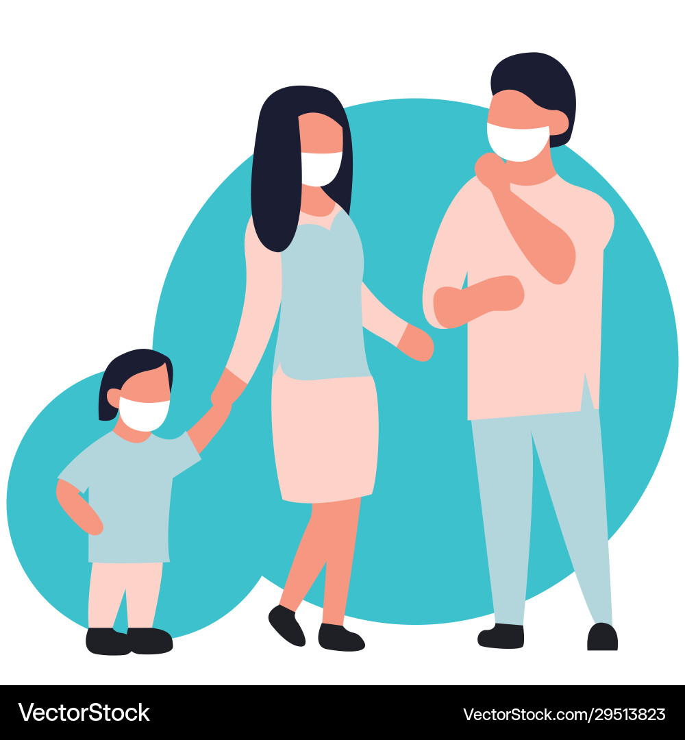 Family in a protective mask Royalty Free Vector Image