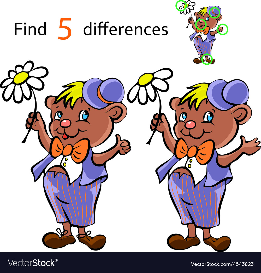 Find differences bear Royalty Free Vector Image