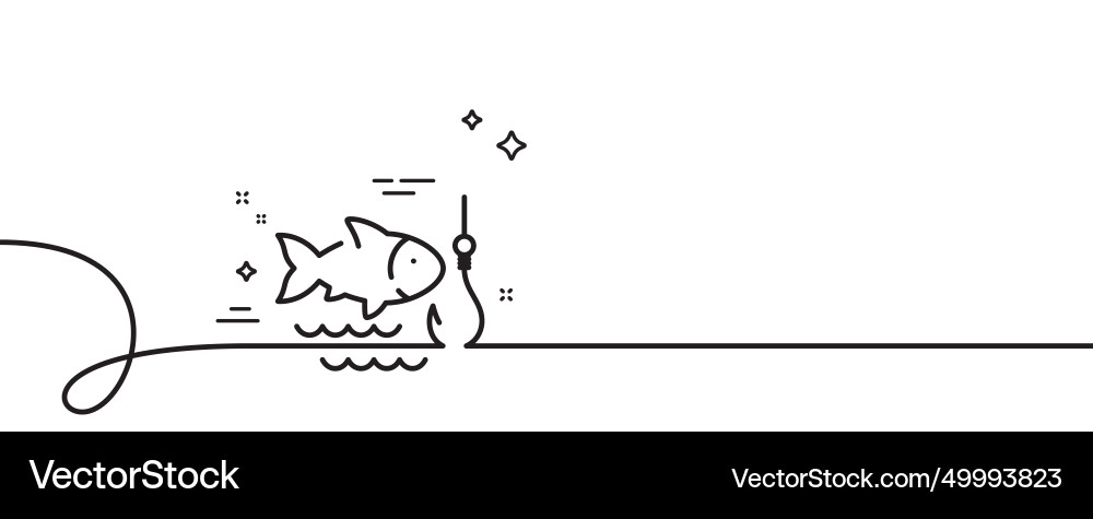 Fishing line icon fish and hook sign continuous Vector Image