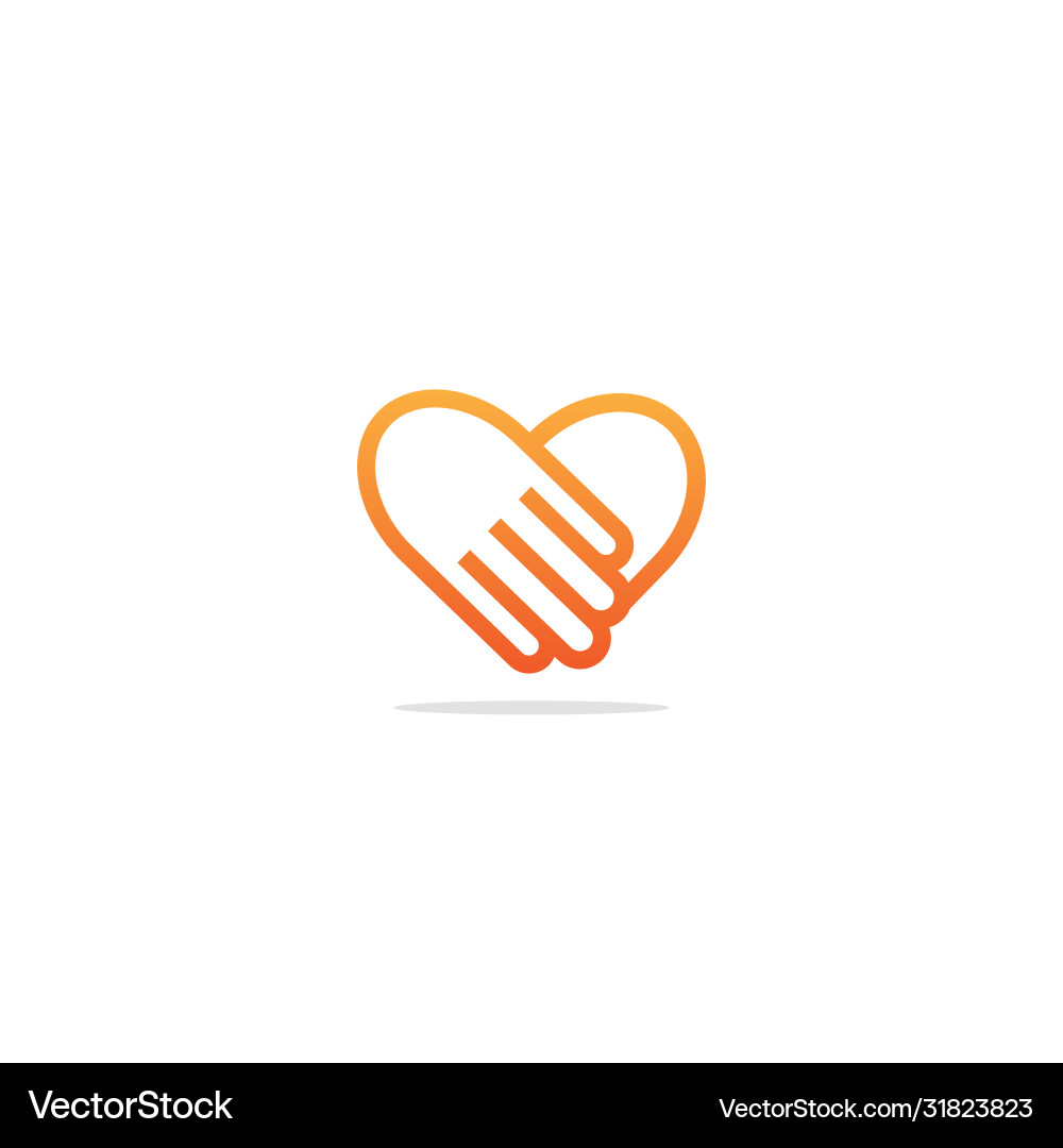 Hand love heart logo Royalty Free Vector Image