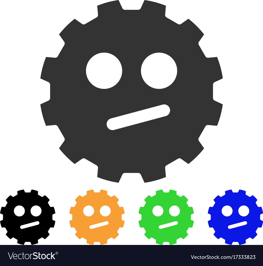 Indifferent smiley gear icon Royalty Free Vector Image