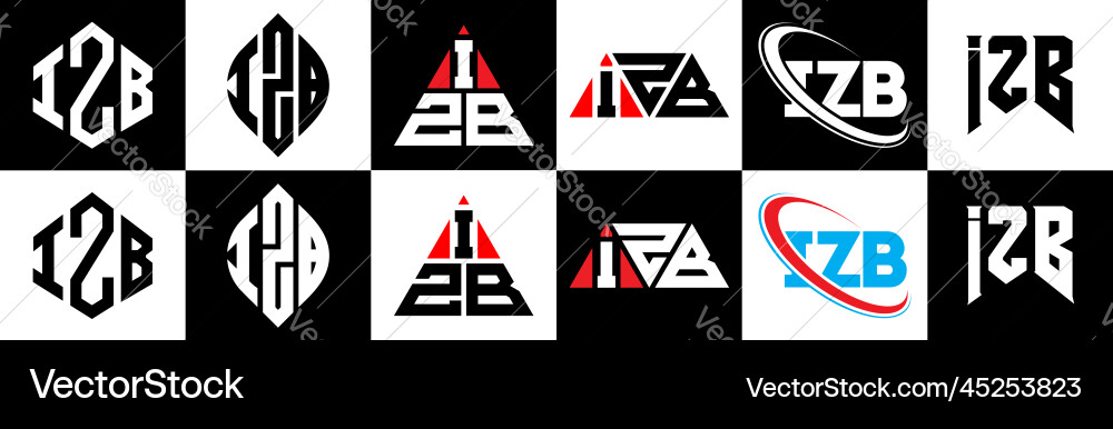 Izb letter logo design in six style polygon Vector Image