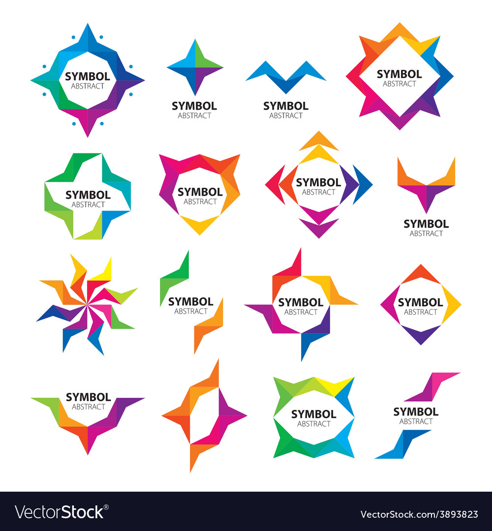 Large set of abstract logos of the modules Vector Image