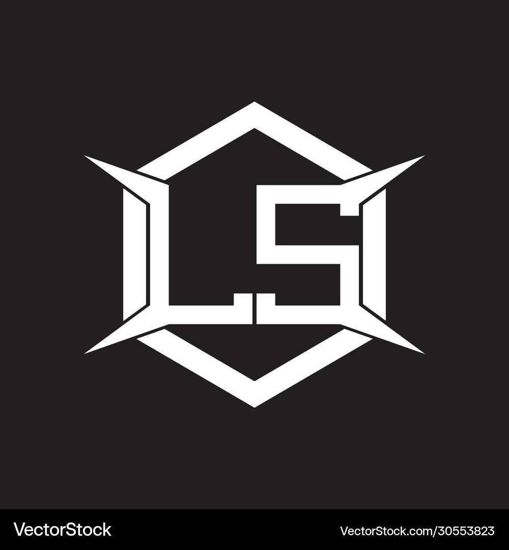 Ls logo monogram with hexagon and four taper Vector Image