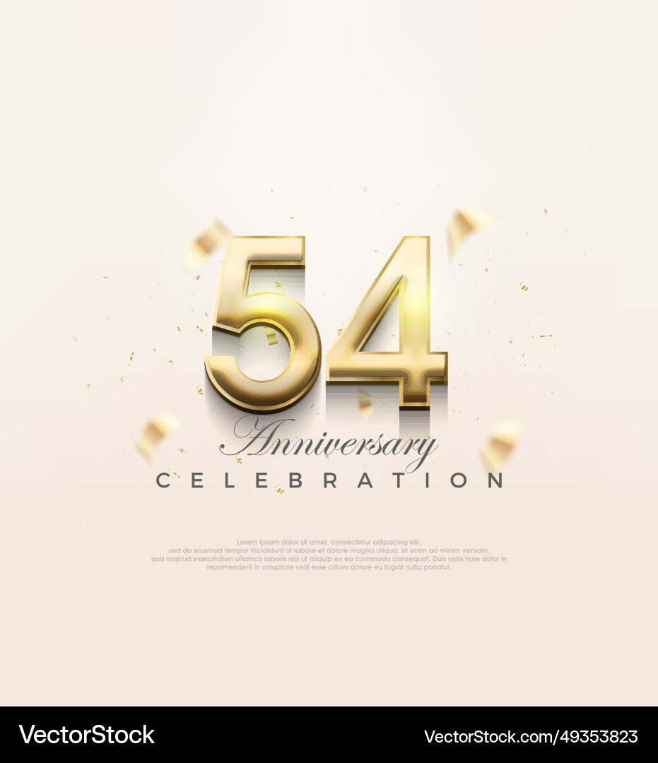 Modern gold 54th anniversary premium design Vector Image