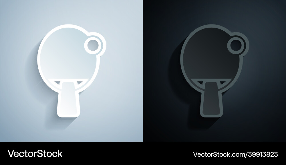 Paper cut racket for playing table tennis icon Vector Image