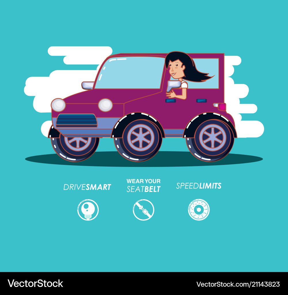 Person driving for driver safely campaign set Vector Image