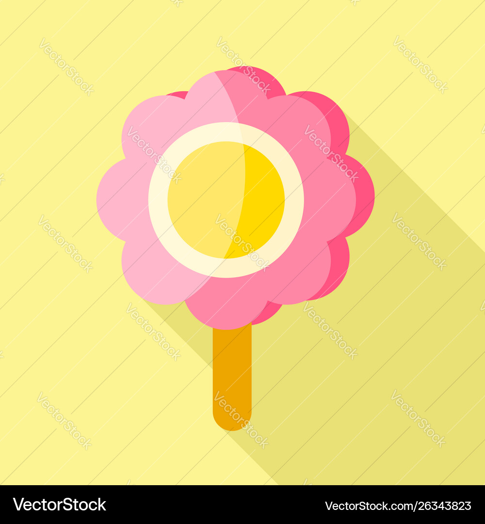 Pink flower popsicle icon flat style Royalty Free Vector