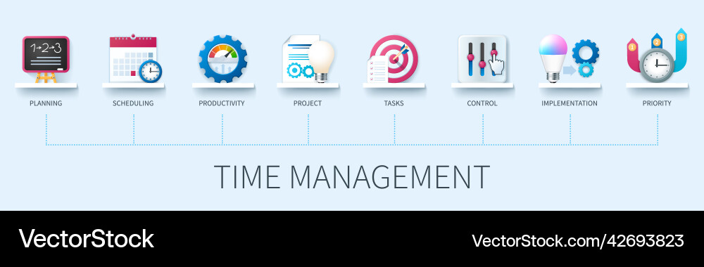 Time management infographics in 3d style Vector Image