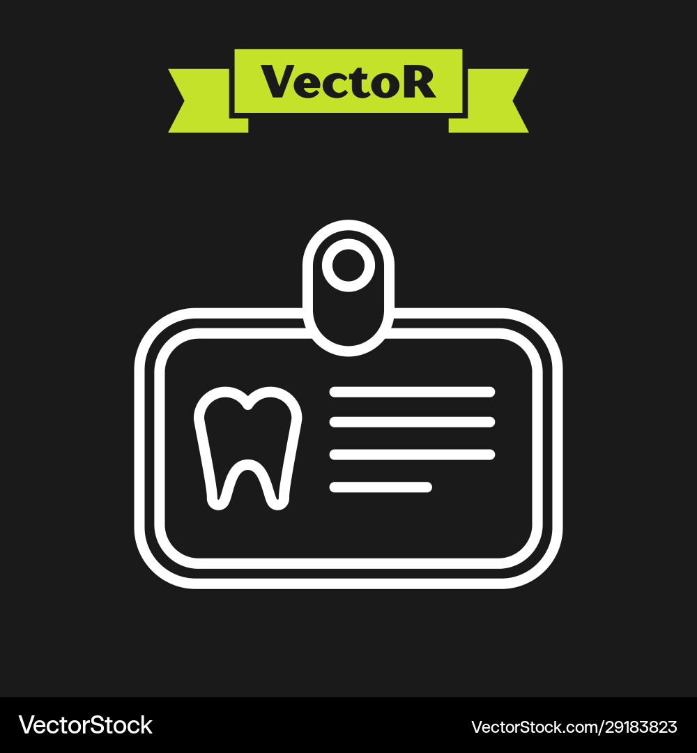White line id card with tooth icon isolated Vector Image
