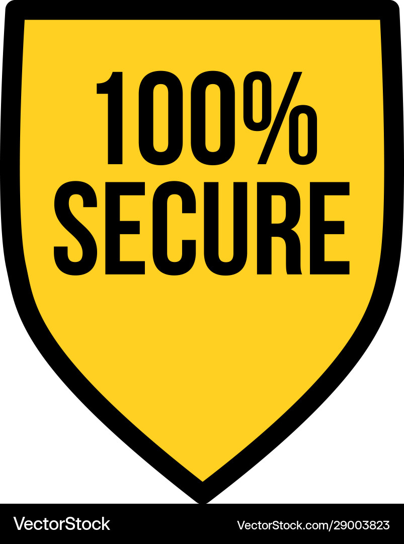 Yellow shield 100 percent secured logo icon Vector Image