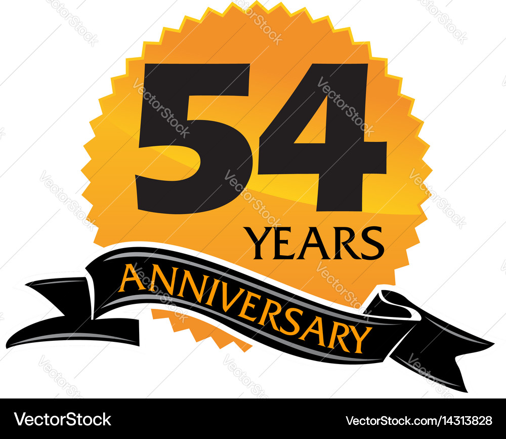54 years ribbon anniversary Royalty Free Vector Image