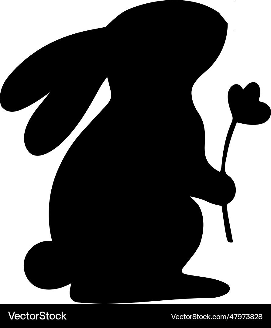 Bunny is sitting and holding a flower image Vector Image