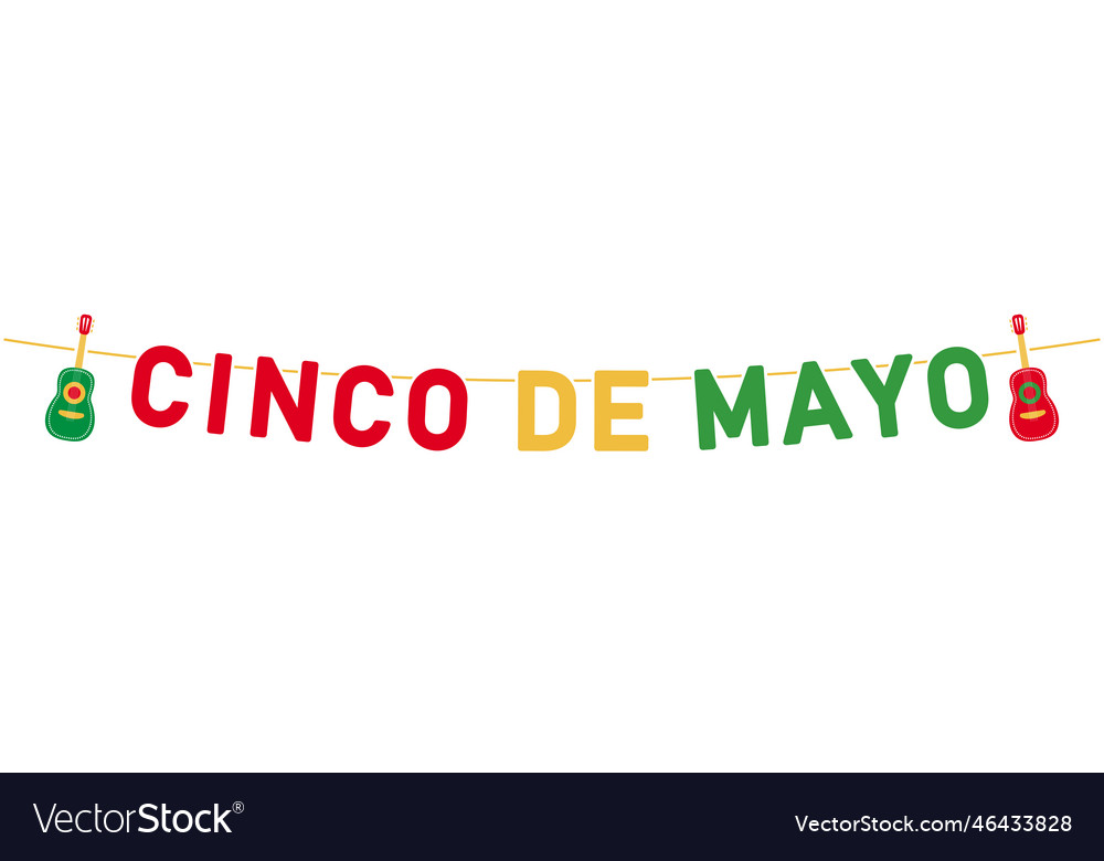 Cinco de mayo letters with guitar Royalty Free Vector Image