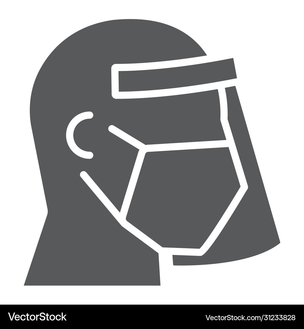 Face shield mask glyph icon covid-19 Royalty Free Vector