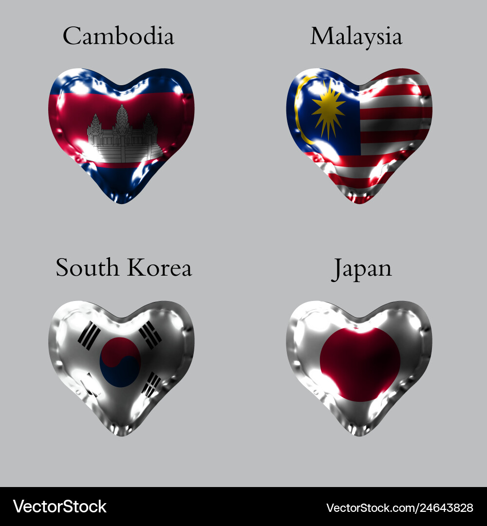 Flags of the asian countries Royalty Free Vector Image