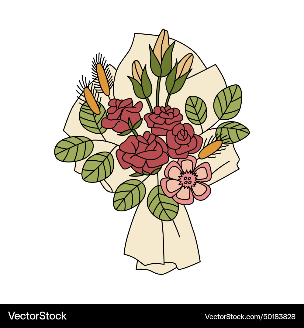 Flower bouquet cartoon style Royalty Free Vector Image