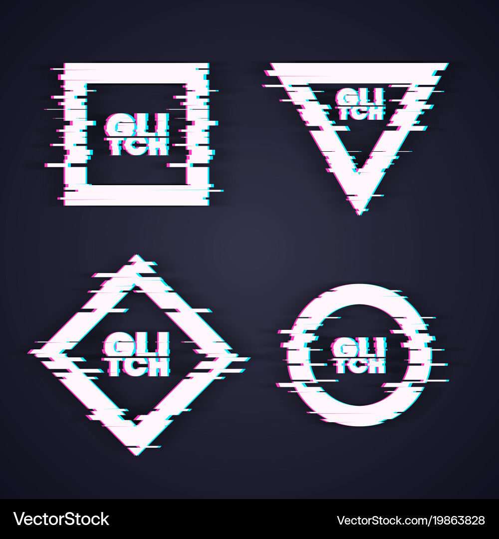 Glitch effect banners shapes for design business Vector Image