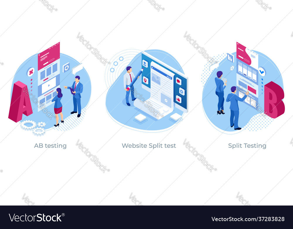 Isometric ab testing comparison concept split Vector Image