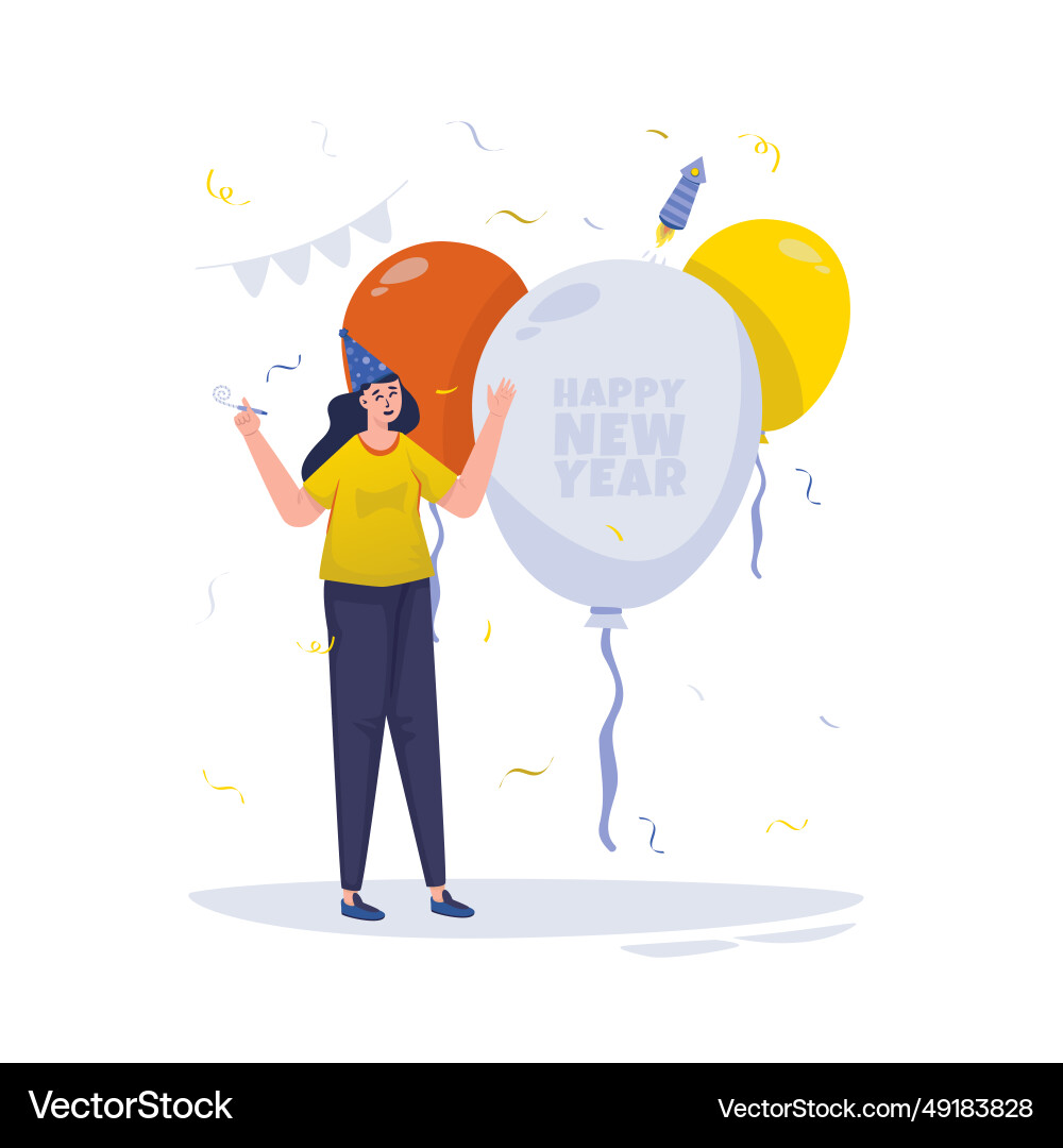 New year party balloon celebration Royalty Free Vector Image