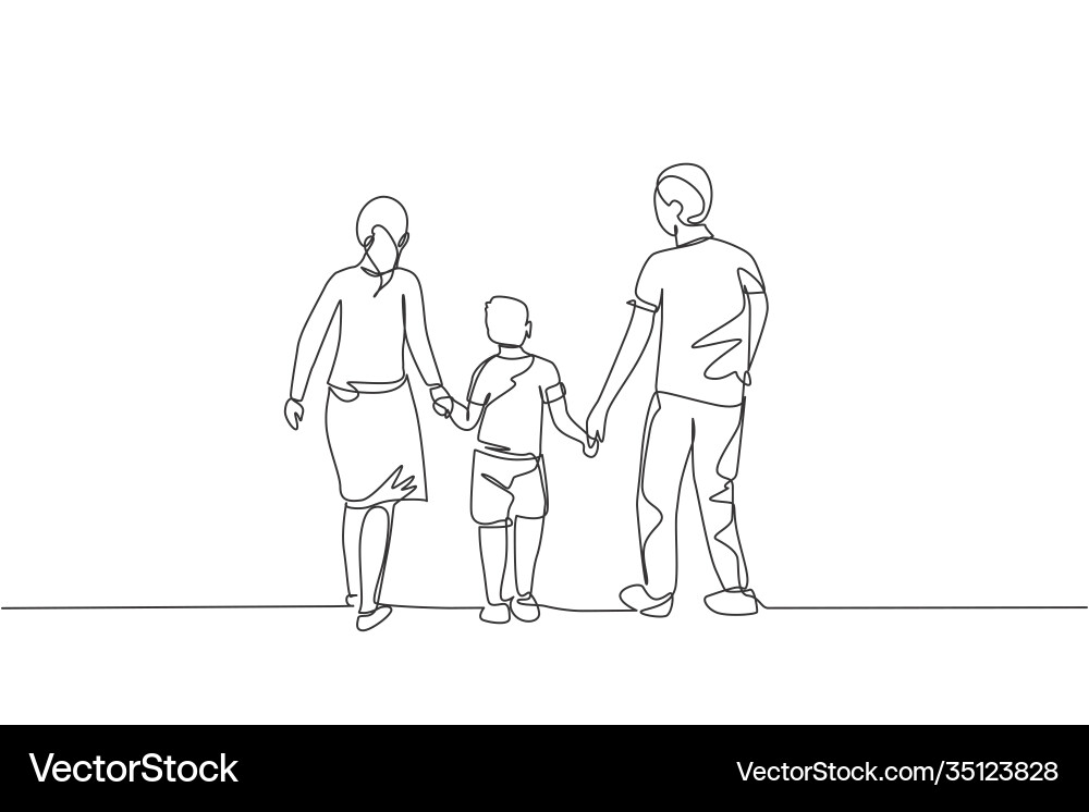 One single line drawing young happy mother Vector Image