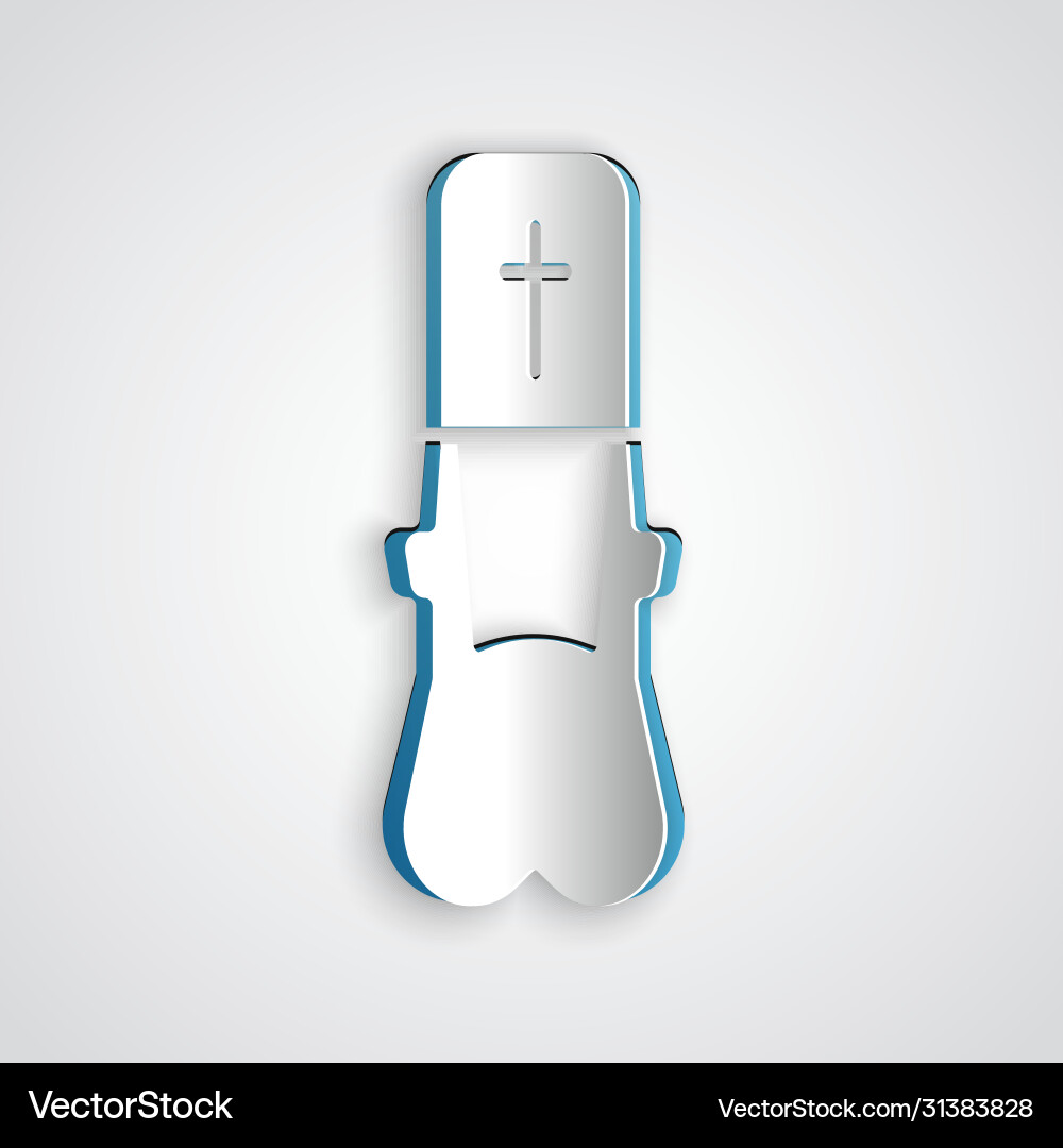 Paper cut priest icon isolated on grey background Vector Image