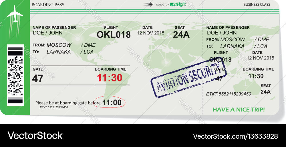 Pattern of airline boarding pass ticket Royalty Free Vector