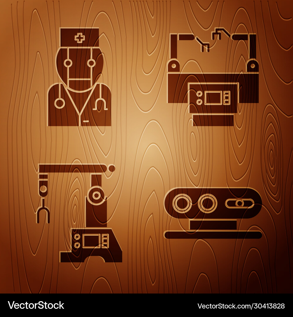 Set 3d scanning system robot doctor assembly Vector Image