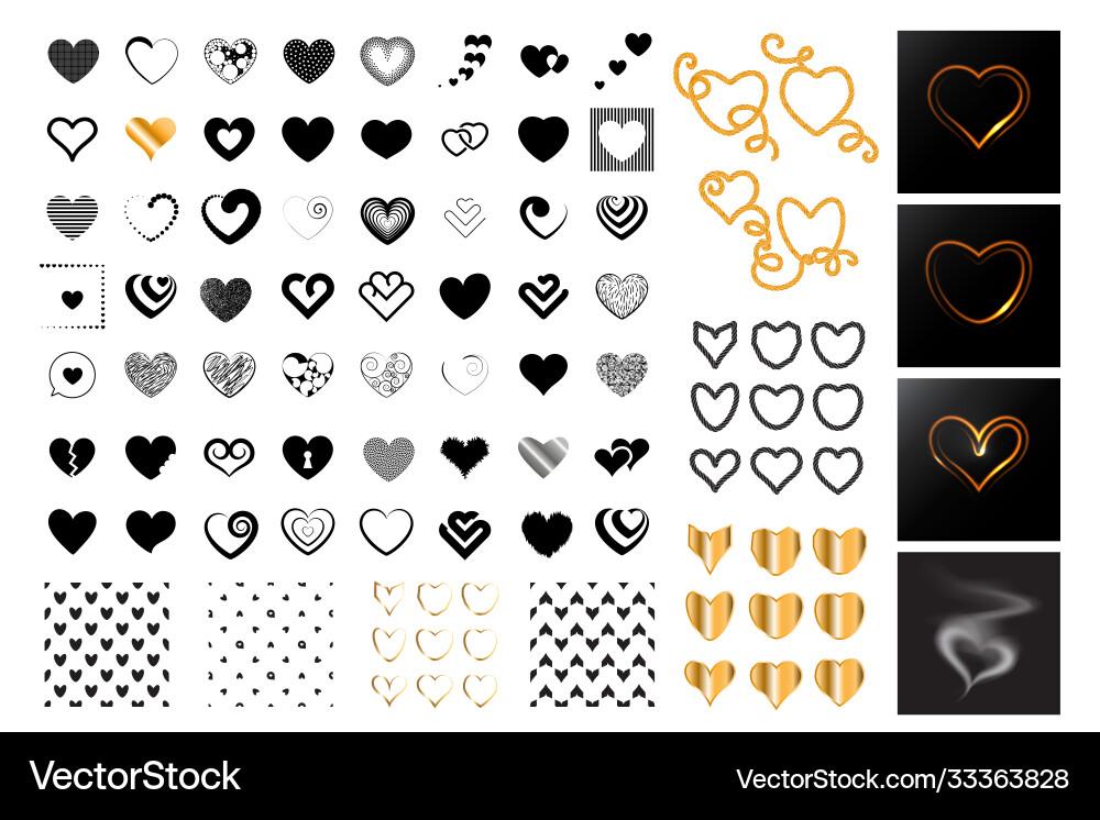 Simple heart icon collection isolated on white Vector Image