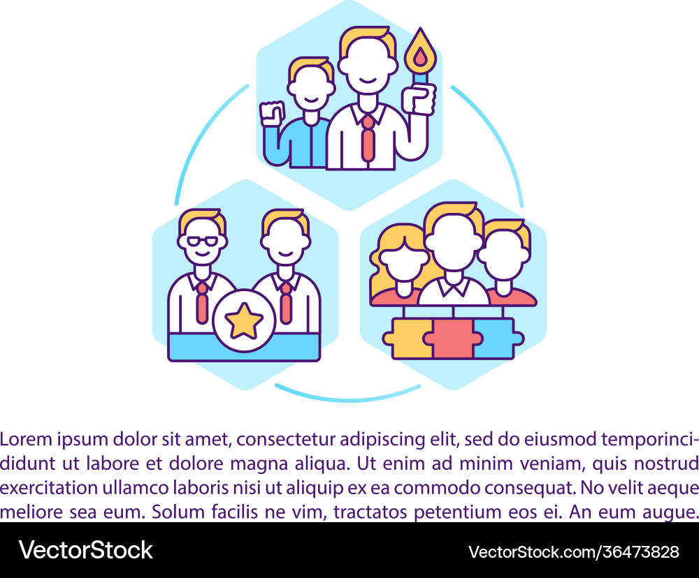 Teams top management concept icon with text Vector Image