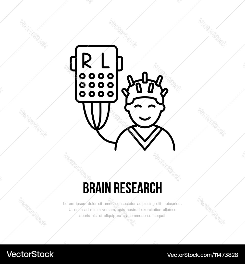 Thin line icon brain research Hospital Royalty Free Vector