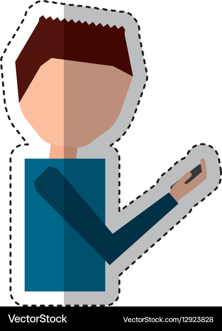 Young man with smartphone avatar character Vector Image