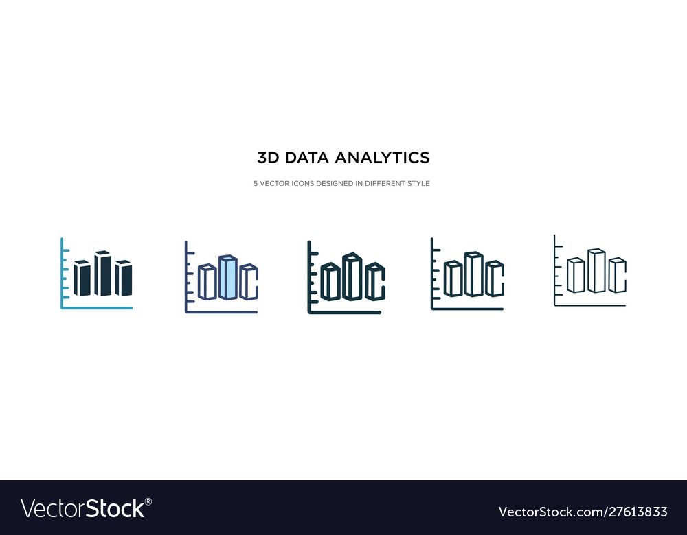 3d data analytics dual bars icon in different Vector Image