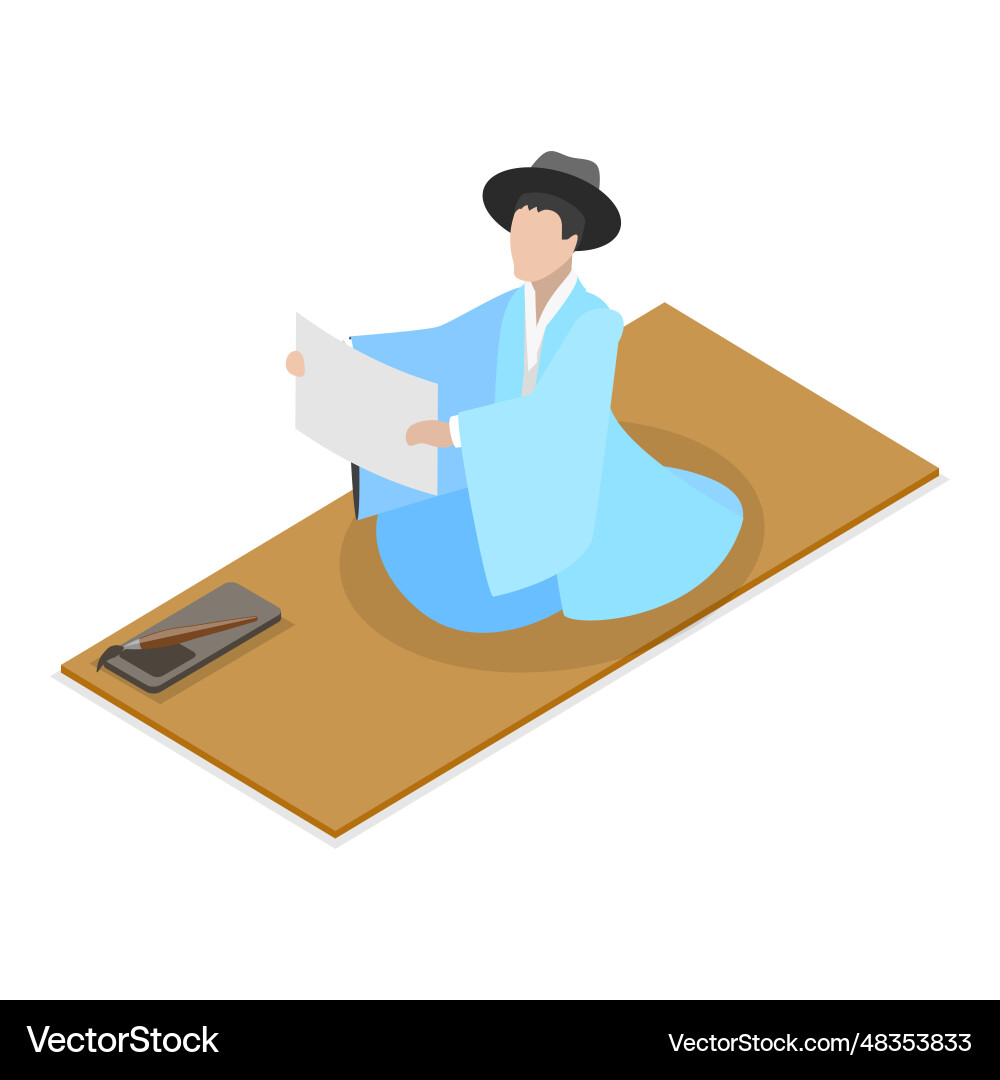 3d isometric flat of korean Royalty Free Vector Image