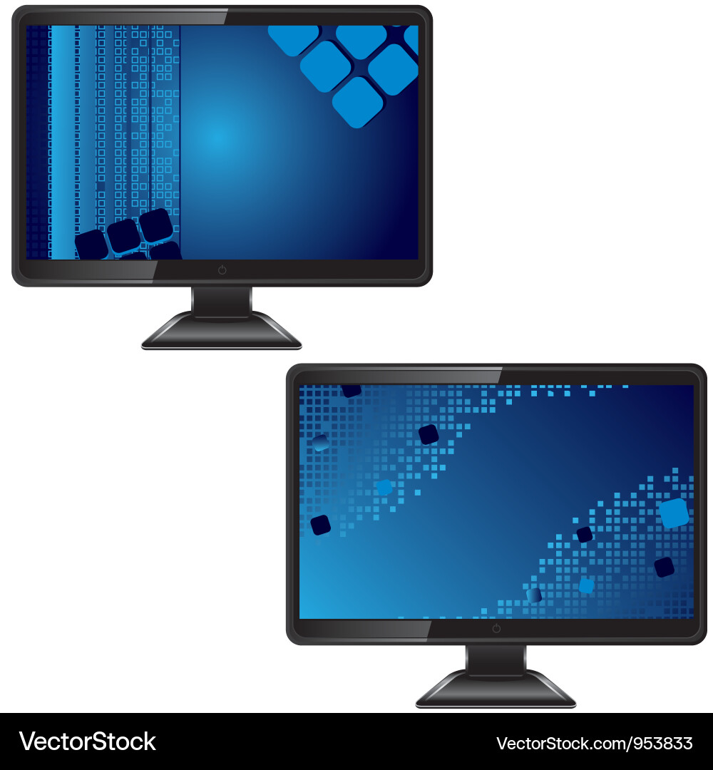 Black monitor with abstract screen Royalty Free Vector Image