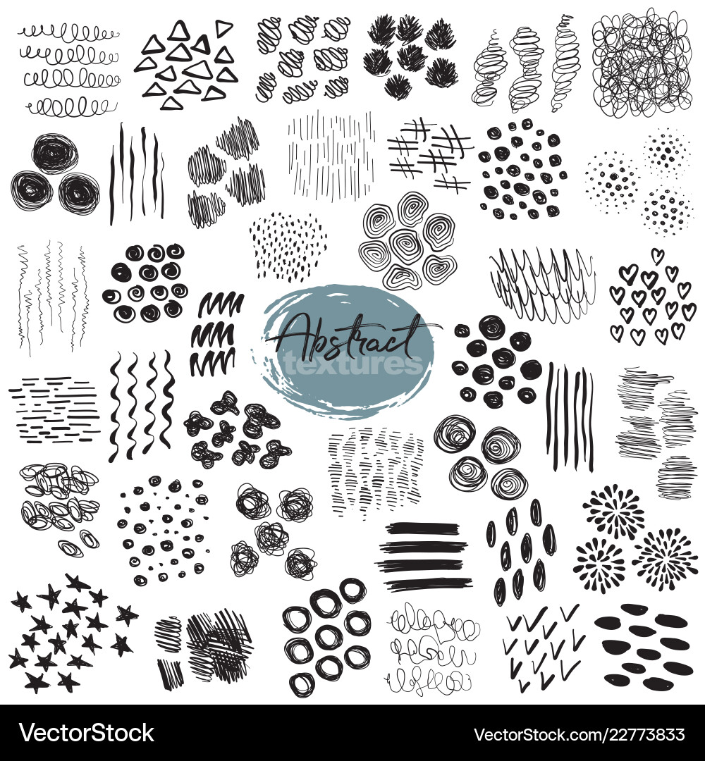 Collection of black ink abstract textures Vector Image