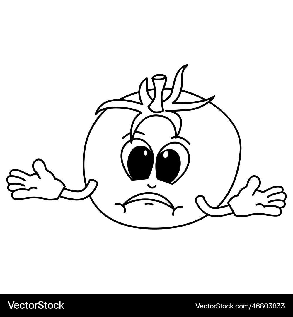 Cute tomato cartoon coloring page for Royalty Free Vector