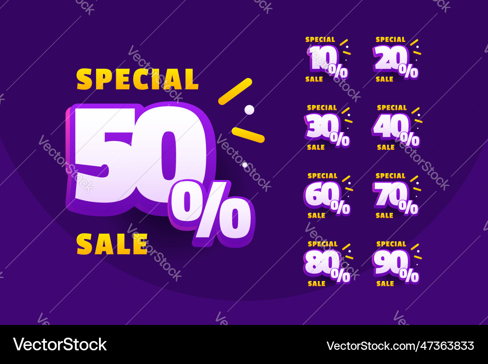 Discount numbers set design for business Vector Image