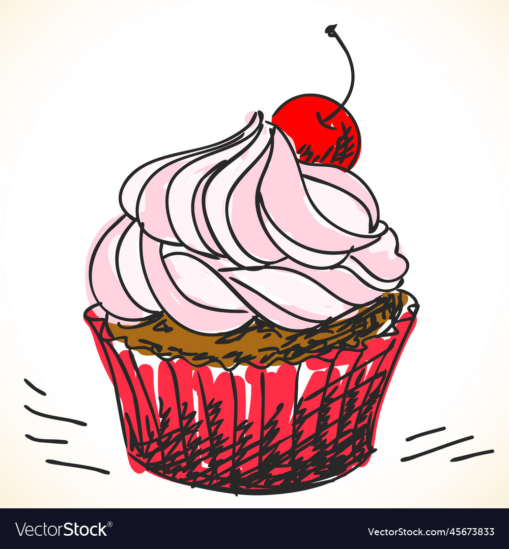Hand drawn cupcake Royalty Free Vector Image - VectorStock