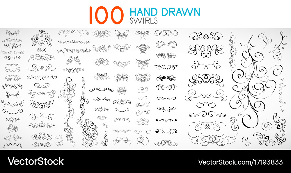 Hand drawn swirls and curves design Royalty Free Vector