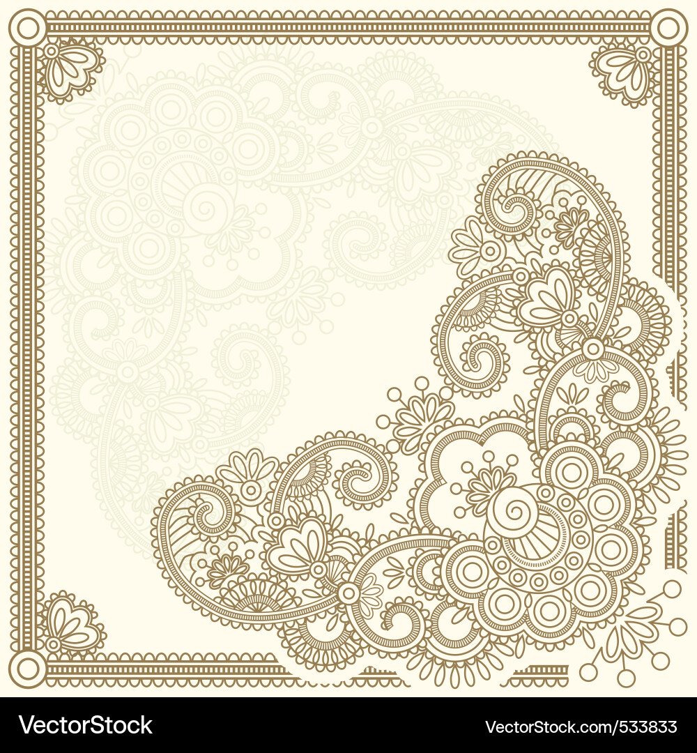 Handdrawn henna mehndi abstract flowers vector ill